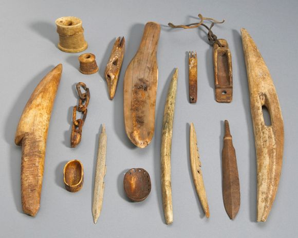 Bonhams : A collection of Eskimo ivory and bone implements