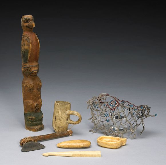 Bonhams : A Northwest Coast totem pole and group of Eskimo items