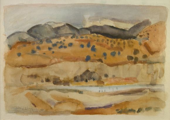 Bonhams : Victor William Higgins (American, 1884-1949) Taos ranch 12 x ...