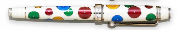 Bonhams : DAVID OSCARSON: White Enamel Pierrot And Pierrette Fountain Pen