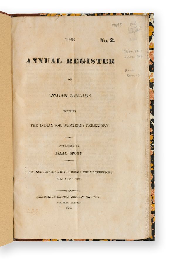 Bonhams : McCOY, ISAAC. 1784-1846. The Annual Register of Indian ...