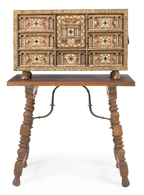 Bonhams A Spanish Baroque Bone Inlaid Parcel Gilt Walnut Table