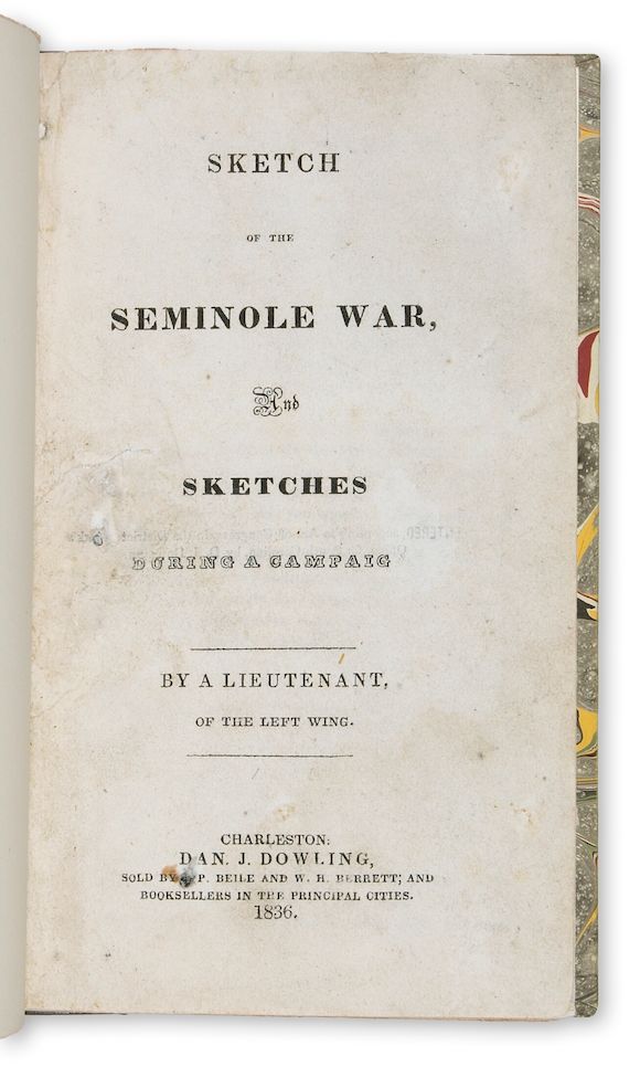 Bonhams : [SMITH, WILLIAM WRAGG. 1808-1875] Sketch of the Seminole War ...