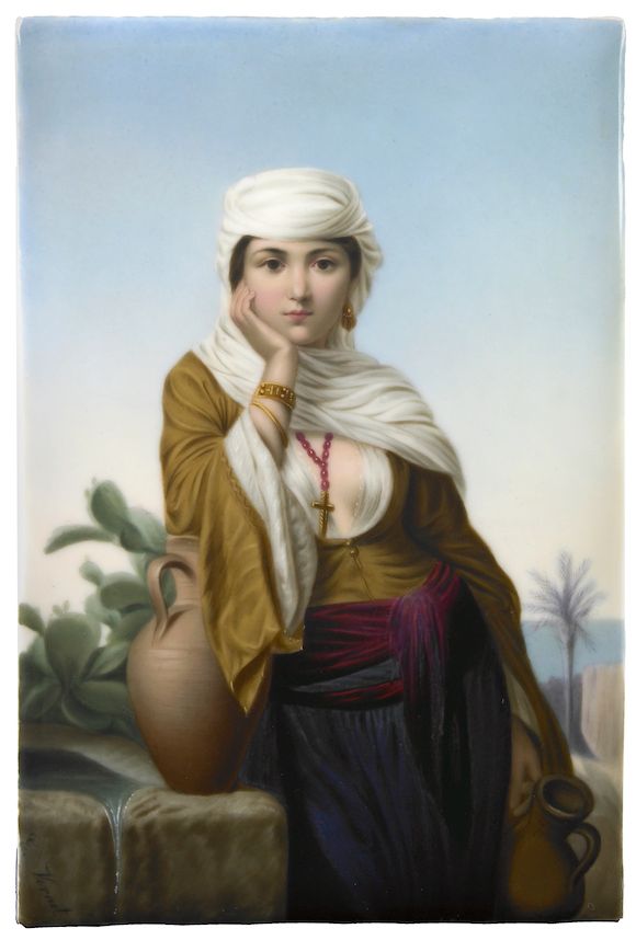 Bonhams : A German porcelain plaque of Rebekah late 19th/early 20th century