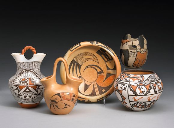 Bonhams : Five Southwest pottery vessels