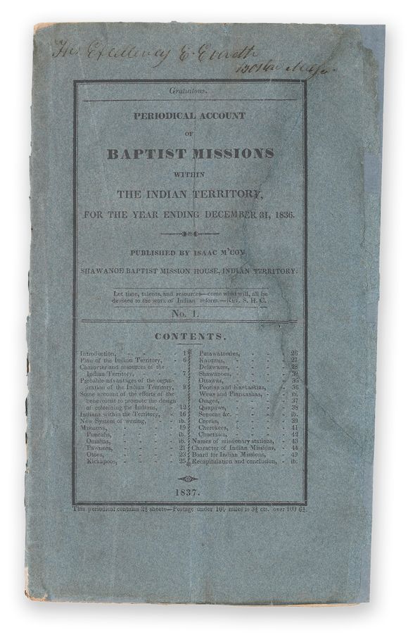Bonhams : McCOY, ISAAC. 1784-1846. Periodical Account of Baptist ...
