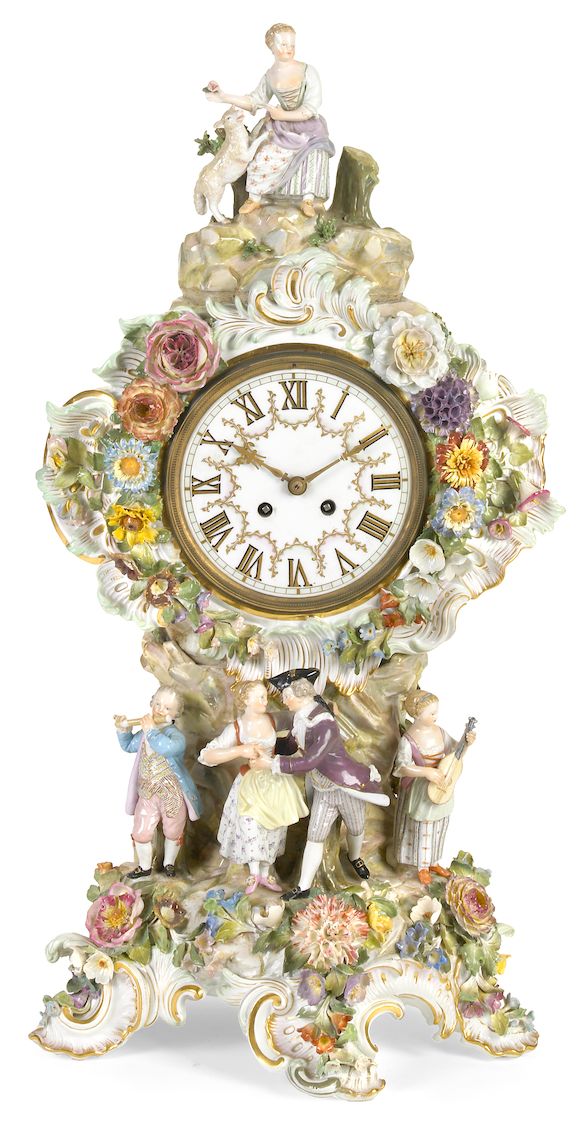 Bonhams : A Meissen porcelain mantel clock second half 19th century