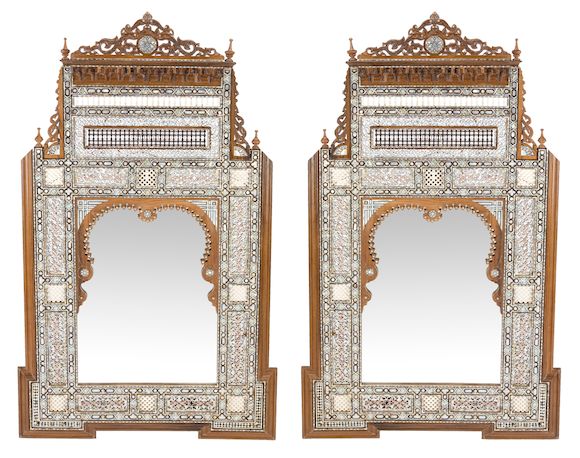 Bonhams : A pair of Moorish style shell inlaid and bone mounted ...