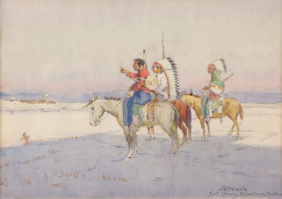 Bonhams : Joseph Scheuerle (American, 1873-1948) Three Indians on ...