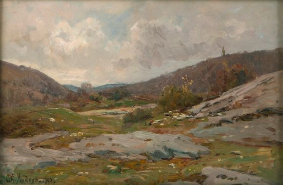 Bonhams : Alfred Elsworth A house by the Thames; also two landscapes by ...