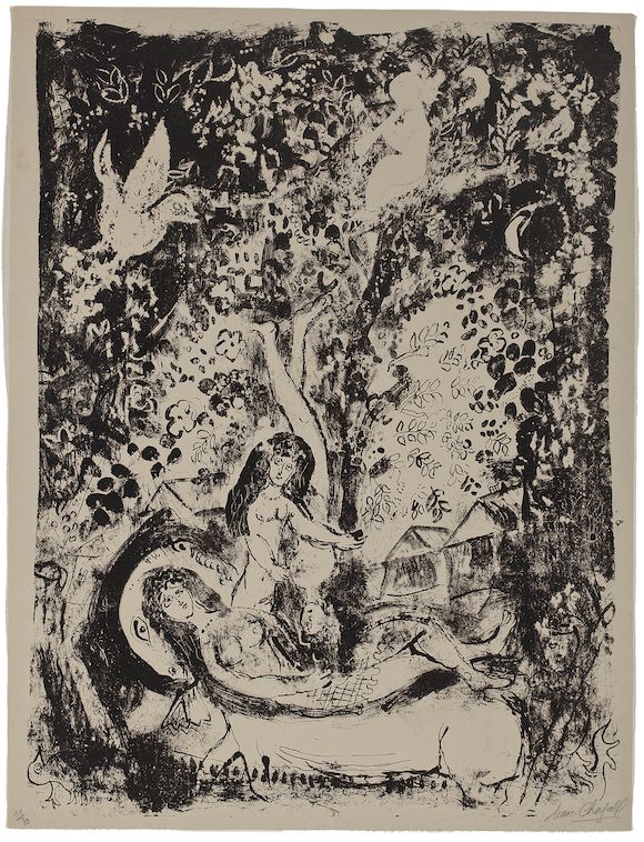 Bonhams : Marc Chagall (Russian/French, 1887-1985); Branch and Flute-Player;