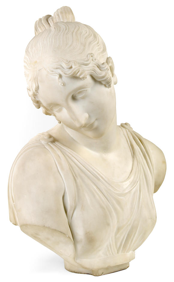 Bonhams An Italian Carved Marble Bust Of A Greek Maiden 19th Century
