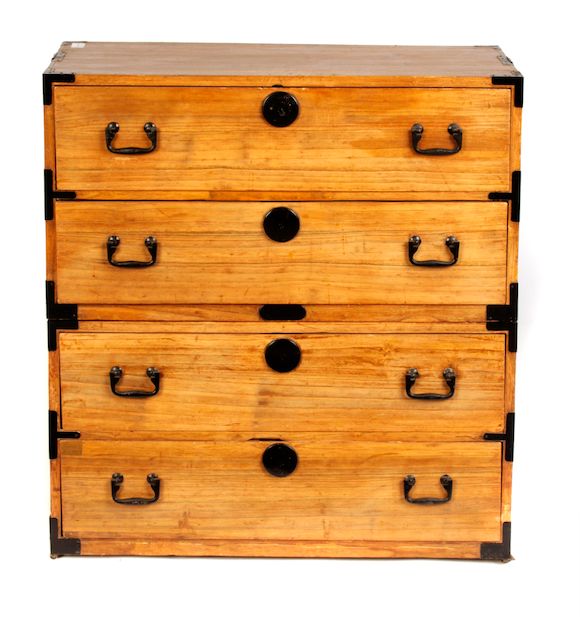 Bonhams : A Japanese small double tansu with metal mounts