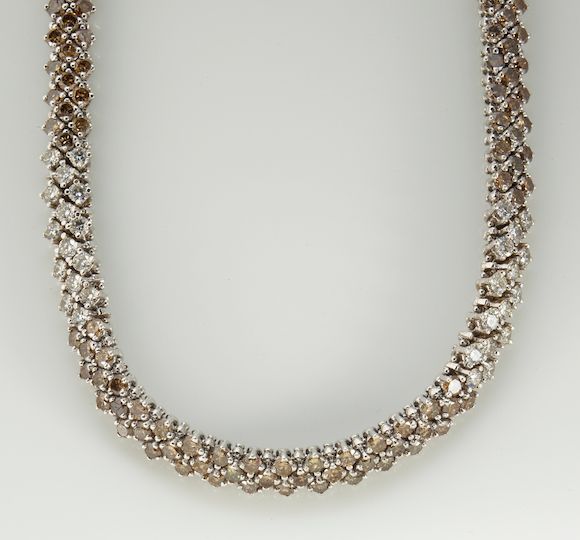 Bonhams : A diamond and colored diamond necklace