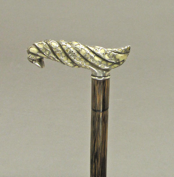 Bonhams An Ivory Silver Mounted Cane Late 19th Century