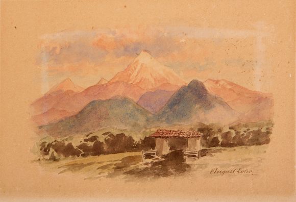 Bonhams : August Löhr (German, 1843-1919) Mountain landscape 6 3/4 x 9 ...