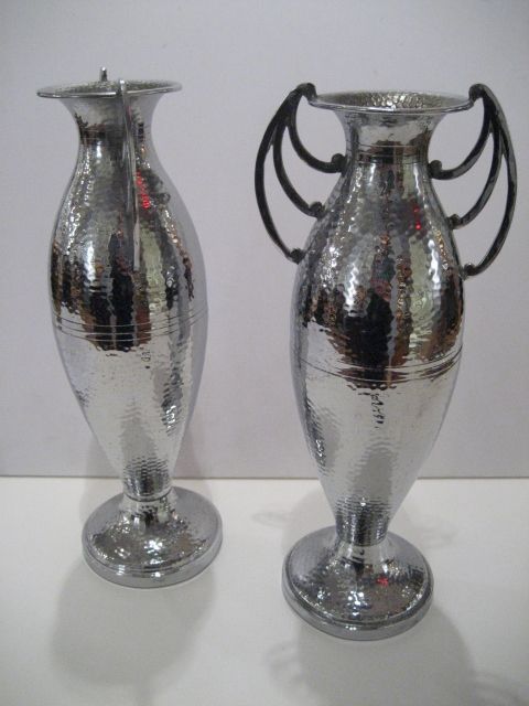 Bonhams : A pair of Continental chrome vases