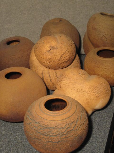 Bonhams : Eight Laura Speiser earthenware vessels