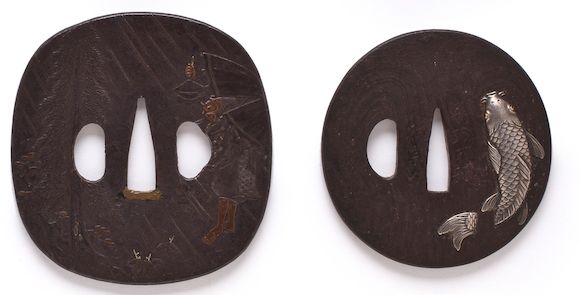 Bonhams : A Shoami school tsuba and a Myochin school tsuba Edo period ...