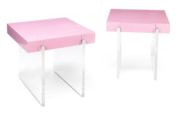 Bonhams : A pair of lacquered wood and Lucite side tables in the manner of Samuel A. Marx third ...