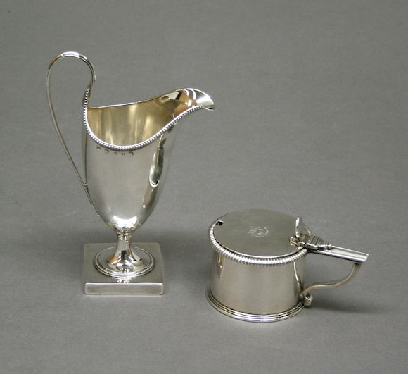 Bonhams : George III silver group cream pitcher and mustard pot