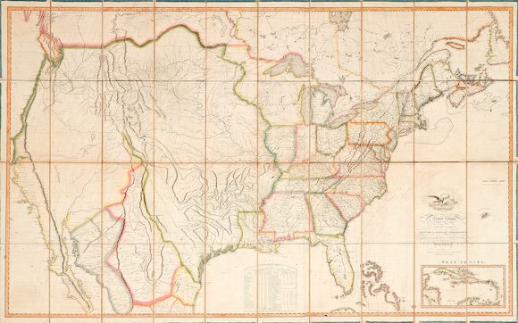 Bonhams : MELISH, JOHN. 1771-1822. THE FIRST WALL MAP OF THE ENTIRE ...