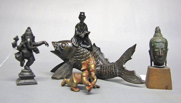 Bonhams : An assorted group of four Asian metal sculptures