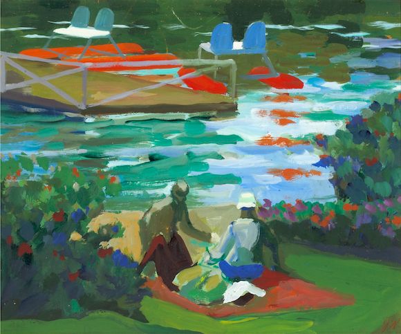 Bonhams : James Weeks (American, 1922-1998) Study for Park Painting I ...