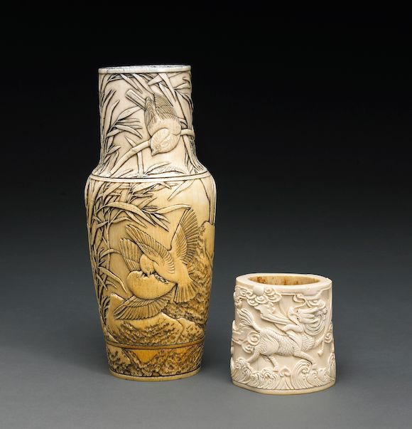 Bonhams : Two carved ivory containers Republic Period