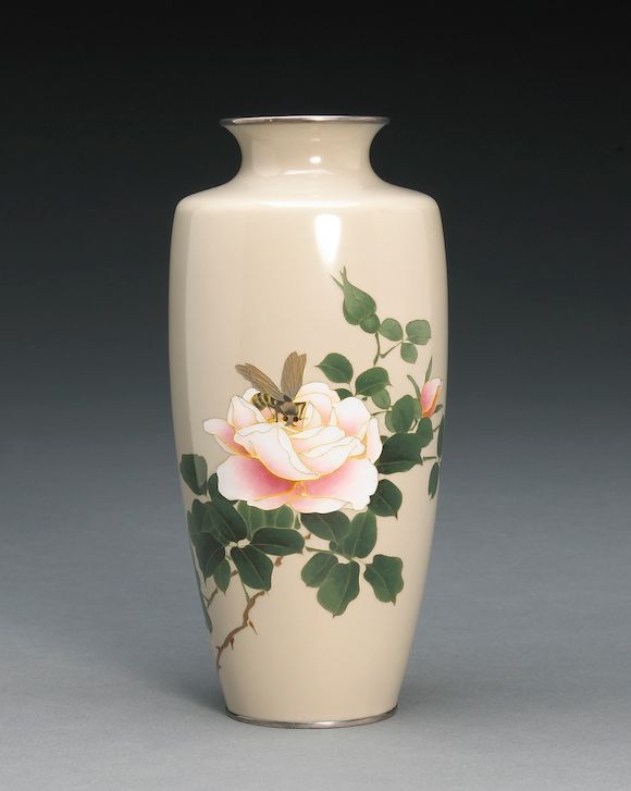 Bonhams : A cloisonné enamel ovoid vase Mark of Ando Jubei