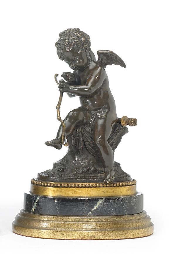 Bonhams : A French patinated and gilt bronze figure Enfant à l'Arc ...