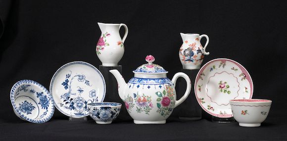 Bonhams : A group of Lowestoft and Liverpool porcelain circa 1760-80