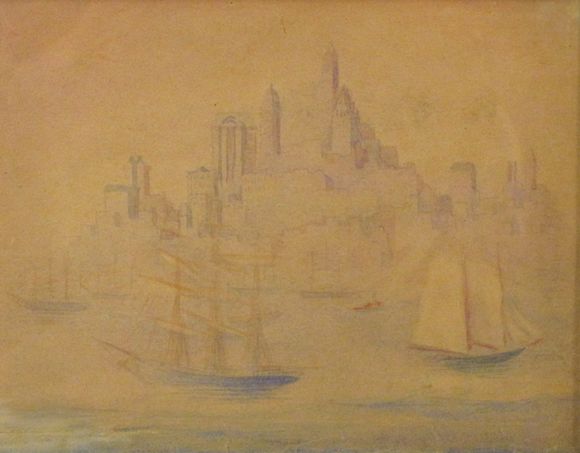 Bonhams : Theodore Earl Butler (American, 1861-1936) Ships and city 10 ...