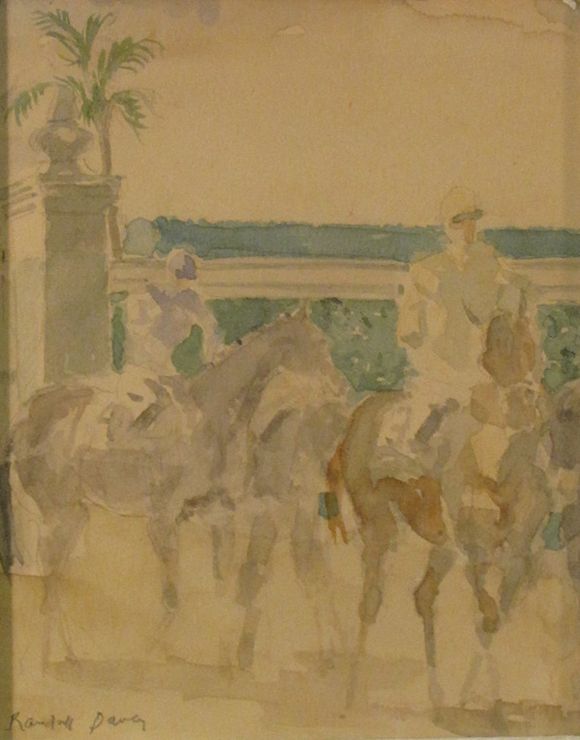 Bonhams : Randall Davey (American, 1887-1964) Leaving the paddock 10 x ...