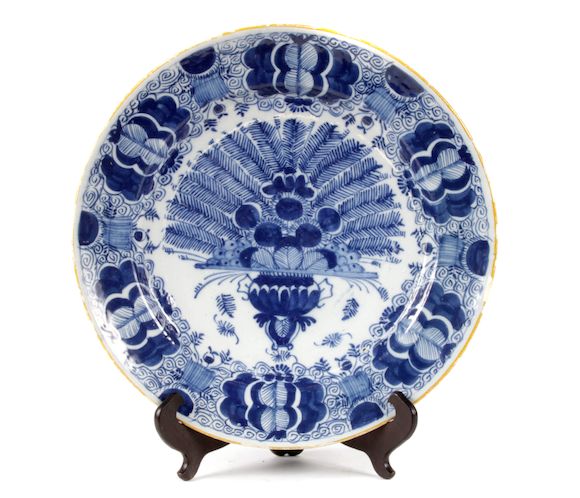 Bonhams : A pair of Dutch Delft 'peacock' plates