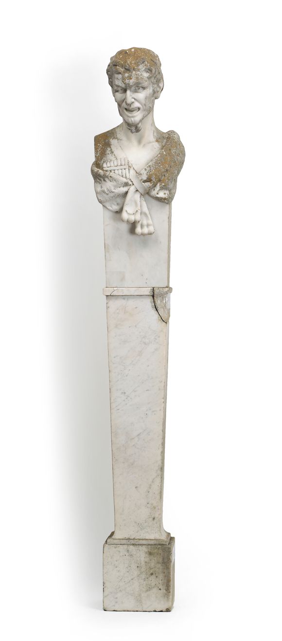 Bonhams : An Italian Baroque style marble satyr herm figure late 19th ...