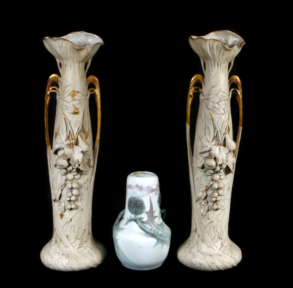 Bonhams A Pair Of Royal Dux Art Nouveau Glazed Earthenware Two