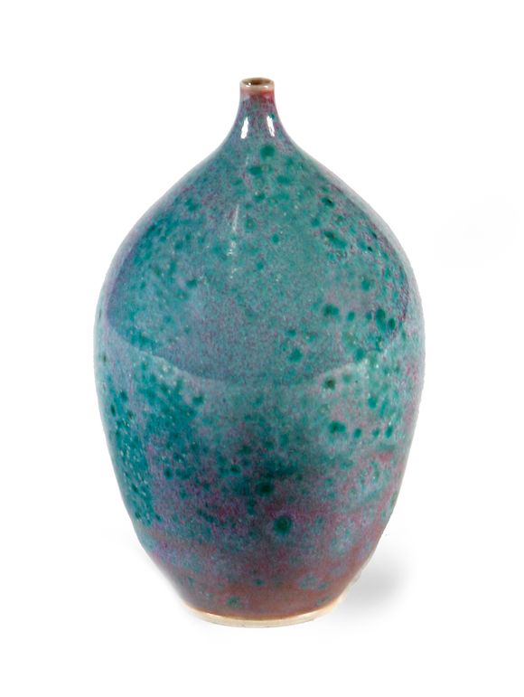 Bonhams : An Elsa Rady blue-green and raspberry glazed porcelain vase 1978
