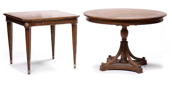 Bonhams : A Neoclassical style square center table and circular center ...