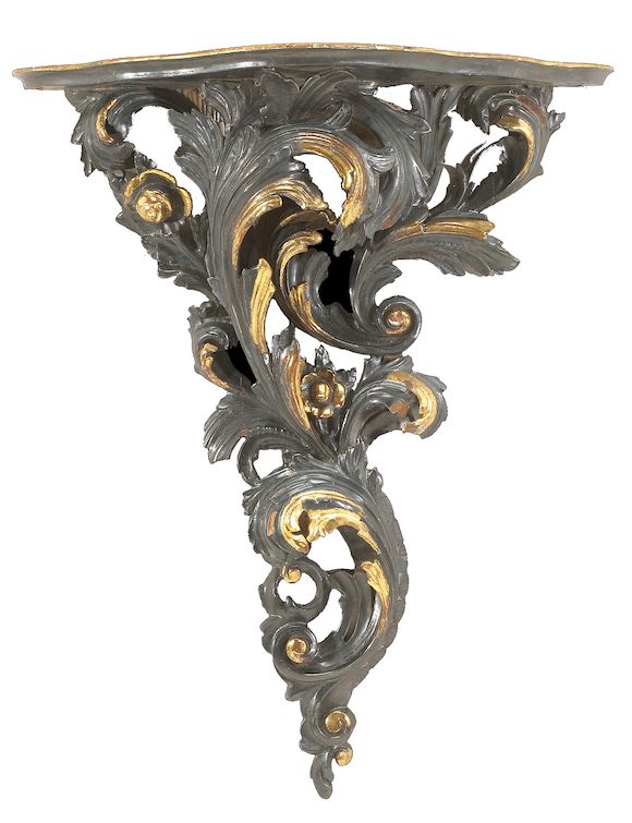 Bonhams : An Italian Rococo style painted and parcel gilt console d ...