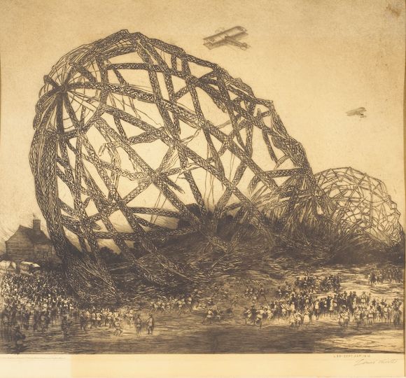 Bonhams : Louis Whirter, The downed zeppelin L33