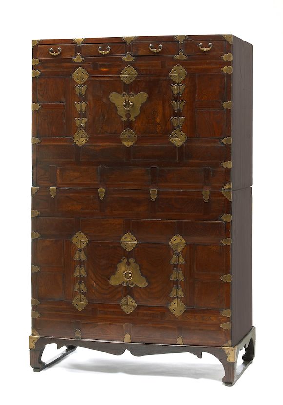 Bonhams : A mixed soft wood chest-on-chest with stand (ich'ung nong ...