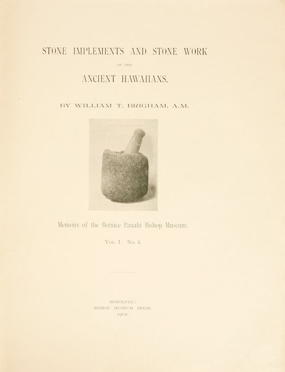 Bonhams : Memoirs of the Bernice Pauahi Bishop Museum, "Ancient ...