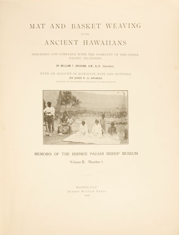 Bonhams : Memoirs of the Bernice Pauahi Bishop Museum, "Hawaiian Mat ...