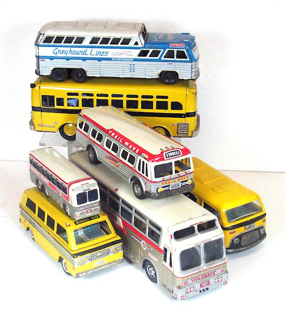 Bonhams : Assorted tin lithographed buses