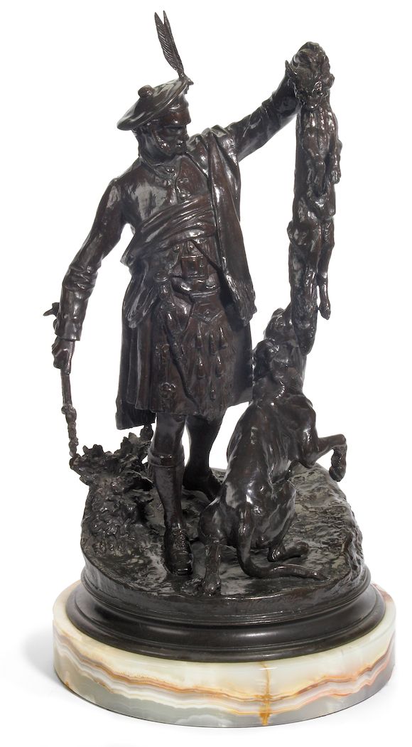 Bonhams : A French patinated bronze figural group: Ecossais montrant un ...