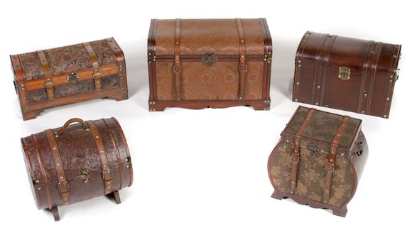Bonhams : An assembled group of five trunks