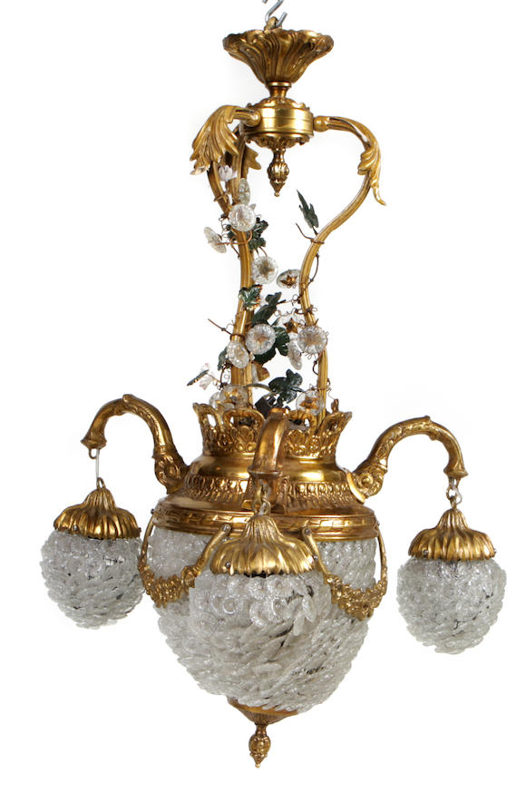 Bonhams A Victorian Style Gilt Bronze Tole And Glass Four Light