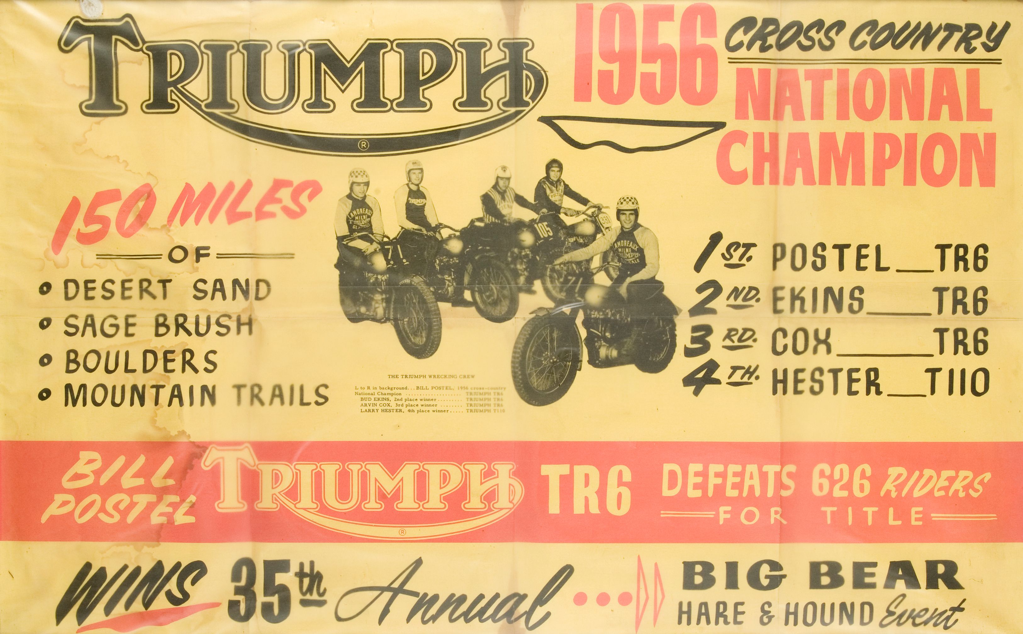 Bonhams Cars : Triumph Race Win promotional poster, Big Bear 1956,
