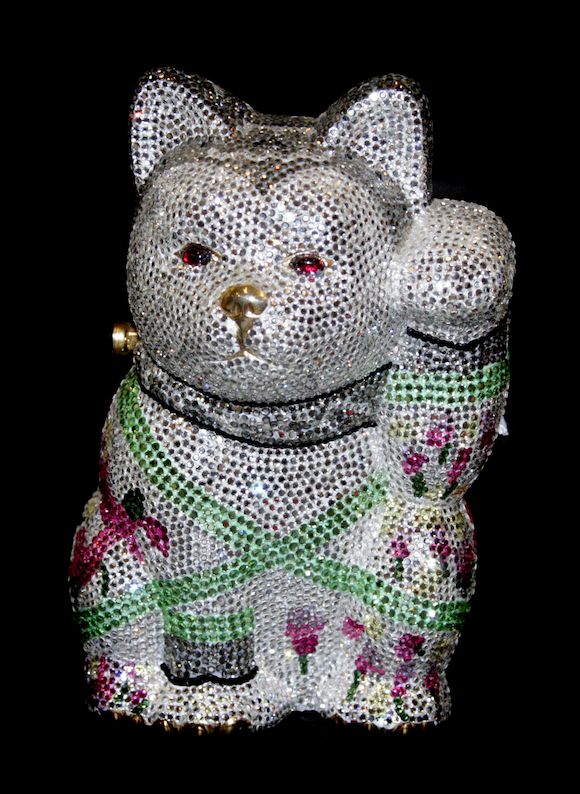 Bonhams : A Judith Leiber crystal Maneki Neko Cat purse